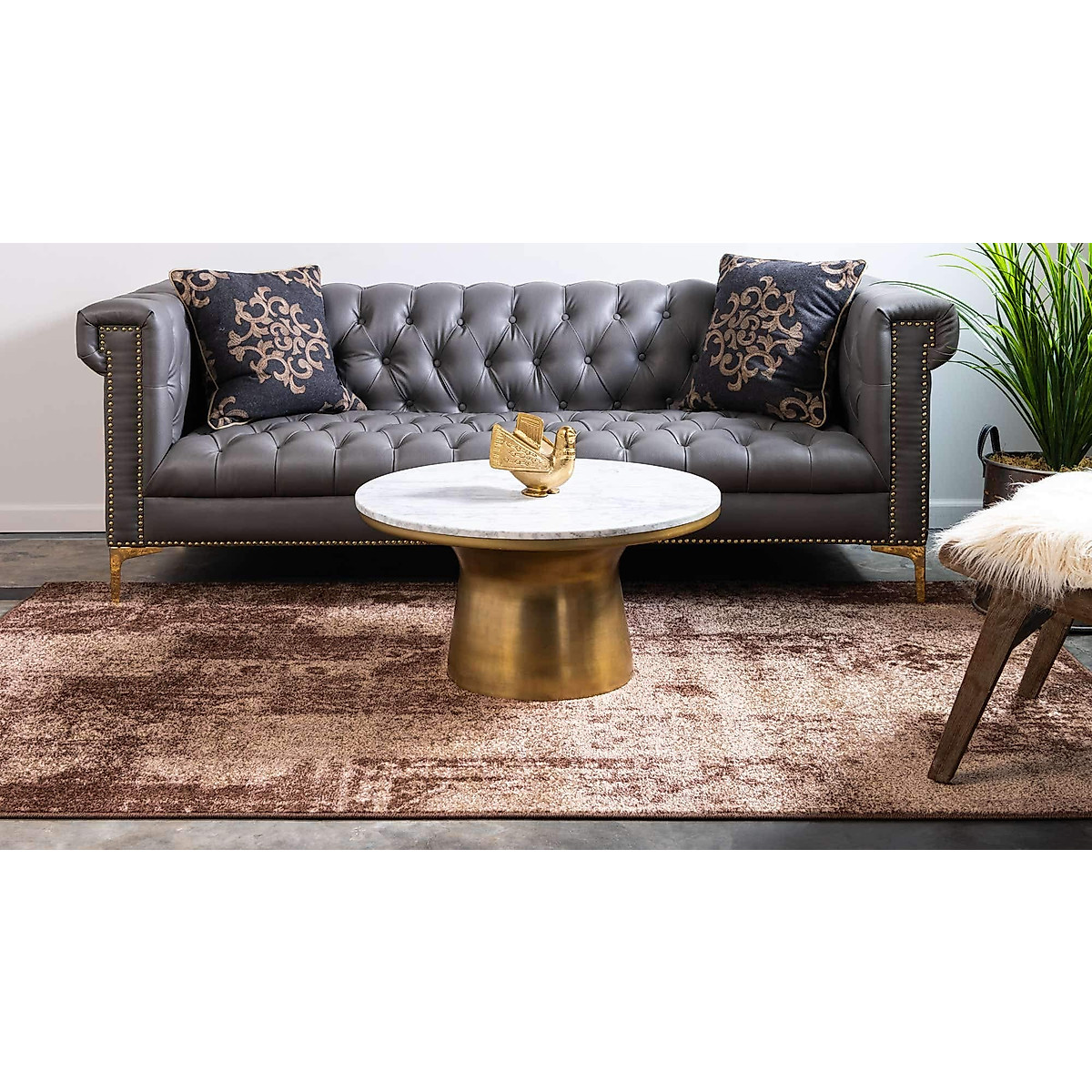 Unique Loom Autumn Collection Modern Contemporary Casual Abstract Area Rug (Brown/ Beige Solid, 9 x 12 ft Rectangular)