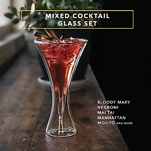 Dragon Glassware Martini Glasses, Clear Double Wall Insulated Cocktail Glass, Unique and Futuristic Drinkware, Keeps Drinks Cold Longer, 8 oz Capacity, Set of 2