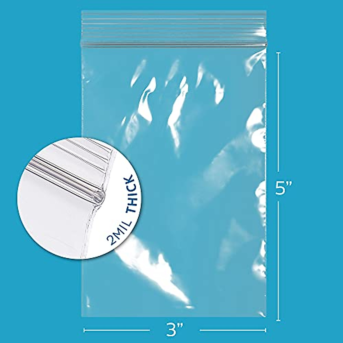 GPI - 3" x 5" - Bulk Pack of 200, 2 Mil Thick, Clear Plastic Reclosable Zip Bags, Hang Hole for Display, Durable Poly Baggies with Resealable Zip Top Lock for Storage, Packaging & Shipping