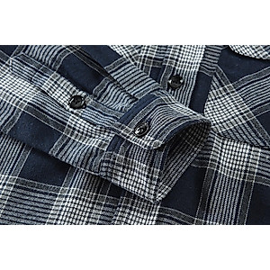 Puwasa Flannel Hoodies for Men,Men's Plaid Shirts Casual Long Sleeve Lightweight Flannel Shirt Jacket for Men Blue Large