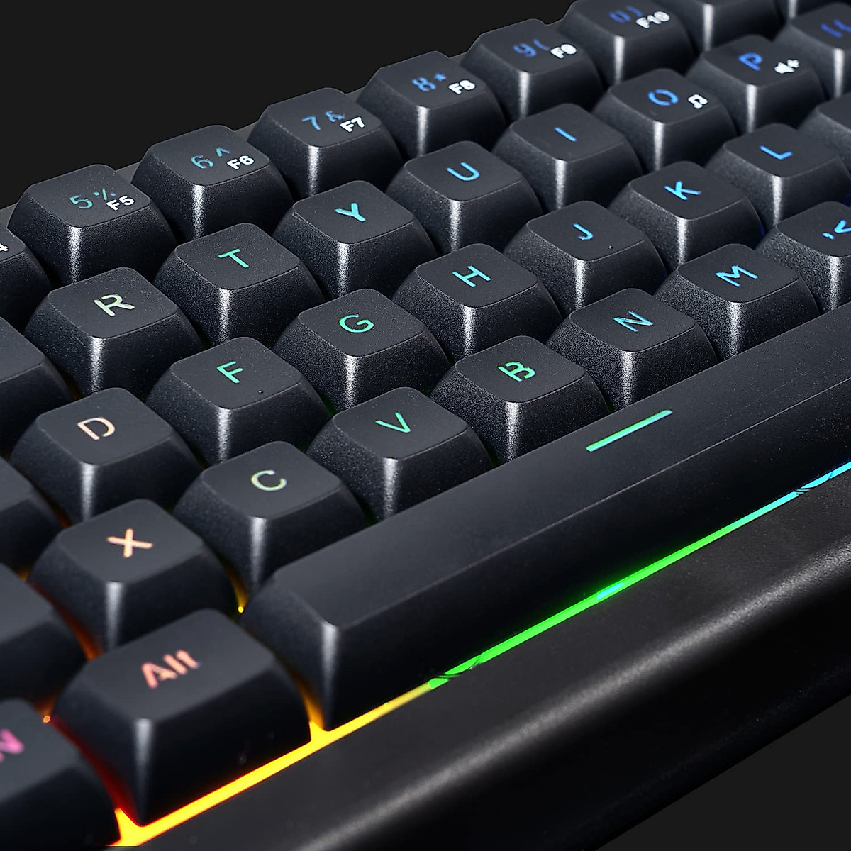 Wireless Gaming Keyboard, Rechargeable 2000mAh 2.4G LED Backlit Wireless Keyboard, Ergonomic Keyboard with Mechanical Sensory Keys, for PC PS4 Xbox One Mac, Teclado Gamer (Black)