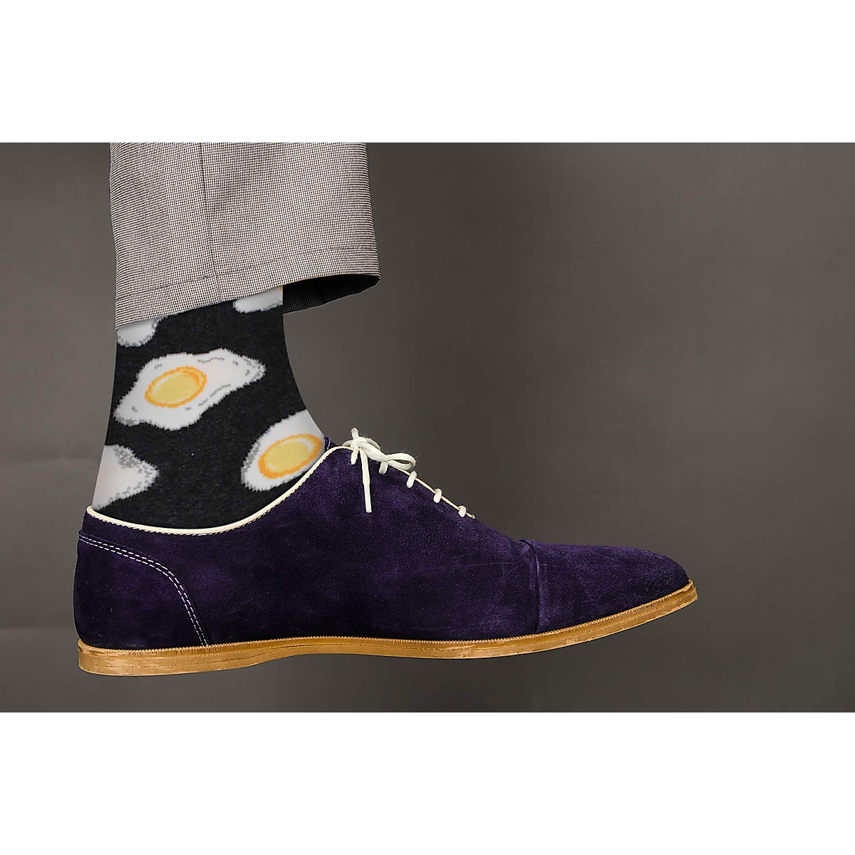 Real Sic Fun Socks for Men and Women - Cozy Cotton Dress Socks with Colorful Designs - Cool, Casual, Seafood Patterned (Eggs & Bacon 2 Pack)