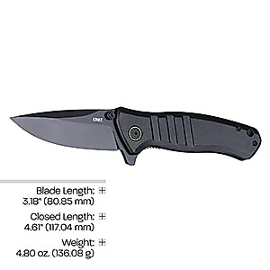 CRKT Dextro EDC Folding Pocket Knife: Everyday Carry Plain Edge, Liner Lock, Aluminum Handle 6295, Gray and Black