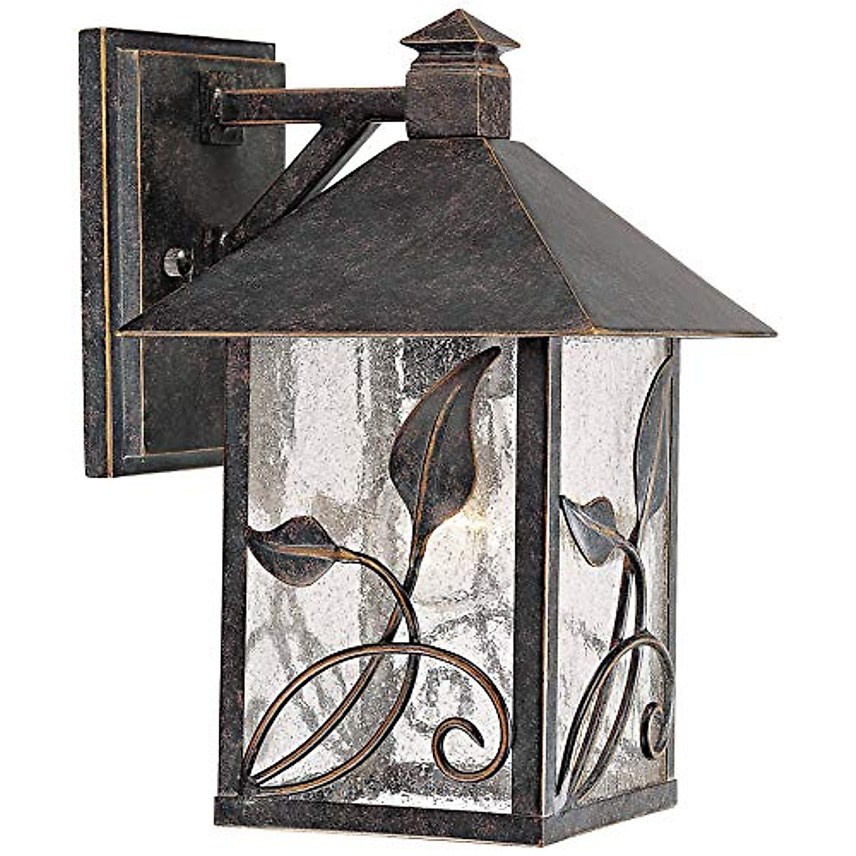 Franklin Iron Works French Garden Rustic Farmhouse Outdoor Wall Light Fixture Bronze Lantern 10 1/2" Clear Seedy Glass for Exterior Barn Deck House Porch Yard Patio Outside Garage Front Door Garden