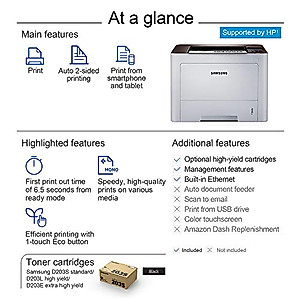 HP Samsung ProXpress M4020ND Monochrome Laser Printer with Mobile Connectivity, Duplex Printing, Built-in Ethernet, Print Security & Management Tools (SS383K)