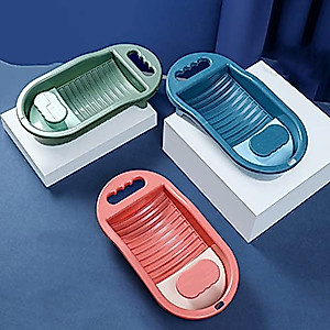 DOITOOL Washboard for Hand Washing Clothes Mini Washboard Personal Laundry Washboard Portable Socks Clothing Scrubbing Board Manual Clothes Handle Washboard 35x18cm