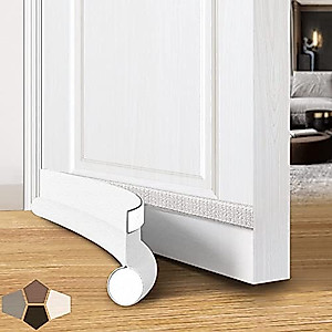 Door Draft Stopper Bottom One Sided Door Draft Blockers,Adjustable 37.8 Inches Cutable Soundproof Under Door Draft Blocker for Bottom of Doors,Suitable for Interior／Exterior Doors,1 Pack White