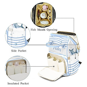 Personalized Diaper Bag Backpack Tote,Shark,Custom Diaper Bags for Shower Gift