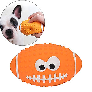 IEUDNS Squeaky Dog Toys Cartoon Dog Balls with Squeaker Rubber Latex for Small and Medium Breed, Orange Rugby