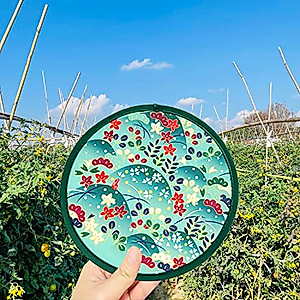 MXY Foldable Fan Round Japanese Style Summer Handheld Folding Fans Festival Wedding Party Decor Home Personal Decoration 4 Units Different Beautiful Patterns