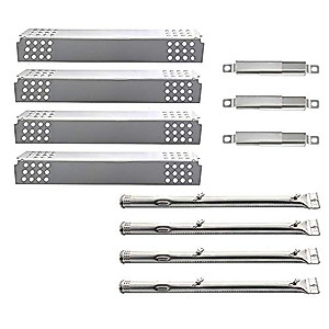 Votenli S9732A (4-Pack) S1473A (4-Pack) 16 7/16" Heat Plate and Burner Replacement for Charbroil 463241013, 463241313, 463241314, 463241413, 463241414, 466241013, 466241313, 466241413