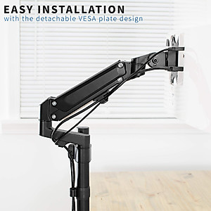 VIVO Heavy Duty Single 17 to 35 inch Monitor Pneumatic Spring Arm Stand, Aluminum Clamp-on Desk Mount, Fits 1 Screen, Max VESA 100x100, Black, STAND-V100G