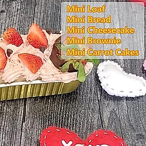 WOPPLXY 100 Pcs Mini Cake Pans with Lids, 6.8 Oz Mini Loaf Pans with Lids and Spoons, Aluminum Foil Mini Loaf Baking Pans Disposable Cake Pans with Lids for Cake Bread Muffin Wedding Birthday Party