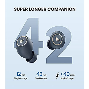 Edifier TWS1 PRO True Wireless Earbuds - Bluetooth V5.2 - Qualcomm® AptX-Adaptive - 42H Playtime - CVC™ 8.0 Call Noise Cancelling - IP65 Waterproof - Touch Control - Built-in Dual Microphones - Grey