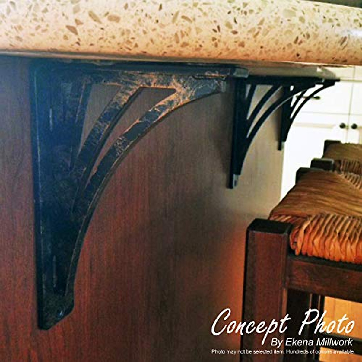 Ekena Millwork BKTM02X10X12TMI-CASE-4 Miller, 2"W x 10"D x 12"H, Powder Coated Black, 4 Piece