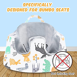 SMTTW Seat Cover Compatible with Bumbo Seat, Summer Cooling Breathable Seat Cover for Baby Boy Girl(Grey Animals)