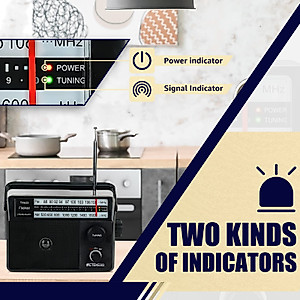 Retekess TR633 AM FM Radios with Best Reception, Portable Radio Plug in Wall, External Antenna Jack, Battery Operated Radio by 4 AA Batteries Or AC Power for Senior, Home