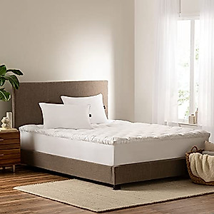 SERTA Down Illusion Soft Hypoallergenic 2 inch Pillowtop Simple Fit Mattress Topper, King, White