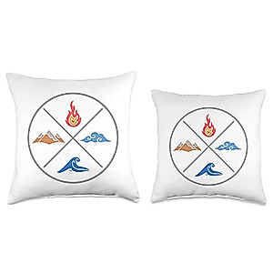 4 Elements Nature Merch The 4 Elements-fire Water Earth air-Nature Throw Pillow, 16x16, Multicolor
