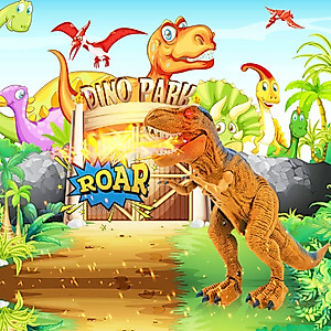 HYRENEE Remote Control Dinosaur Toy for Kids,Walking Dinosaur T-Rex Toy with Lights,Sounds & Spray, Realistic Walking Tyrannosaurus Rex Toy, Dinosaur Toys for Kids 3-5 5-7