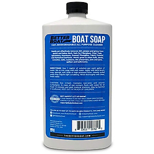 Premium Grade Boat Soap Marine Concentrate Cleaner Boat Wash Soap and Wax for Fresh and Salt Water Use Clean Fiberglass Boat Hulls Boat Cleaning Supplies RV Products 32oz Boat Cleaner