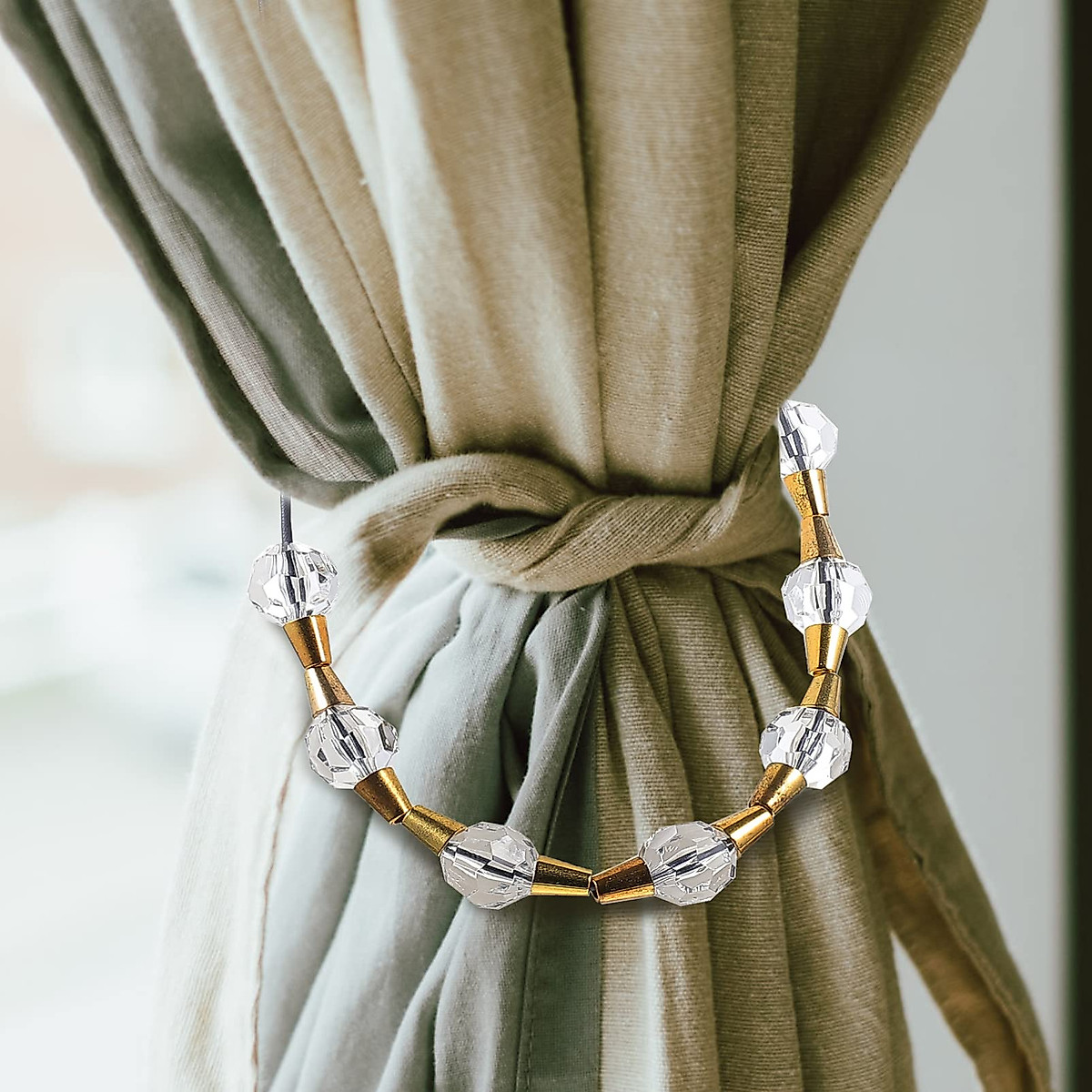 2pcs Crystal Curtain Rope Tie Rope Curtain Tieback Drapery Holdback Rope Curtain Holdback Home Curtain Fixing Strap Curtain Binding Strap Crystal Curtain Holder Retro Curtain Rope