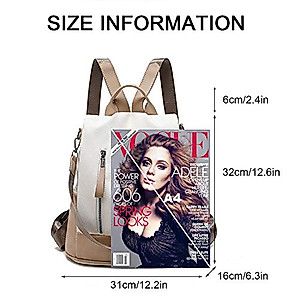 SAMAZ Women Purse Backpack Leather Anti-theft Bag Multipurpose Fashion Shoulder Handbags (White and Yellowish) Medium