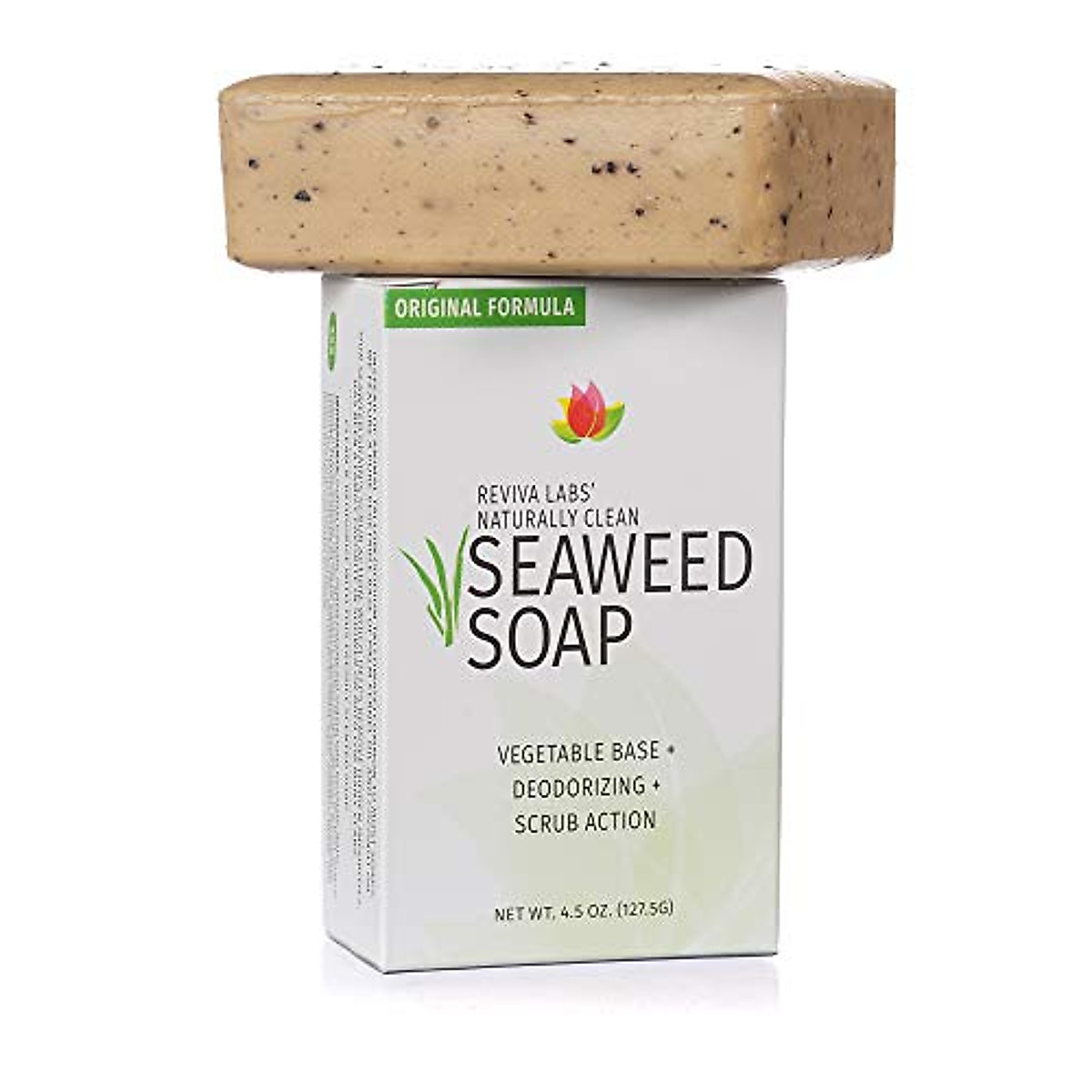 Reviva Seaweed Soap - 6 Pack - Organic Seaweed Face Scrub and Exfoliating Body Scrub Soap Bar - 4.5 oz. Vegetable Base Natural Bar Soap and Seaweed Bath Detox Soap Made in the USA