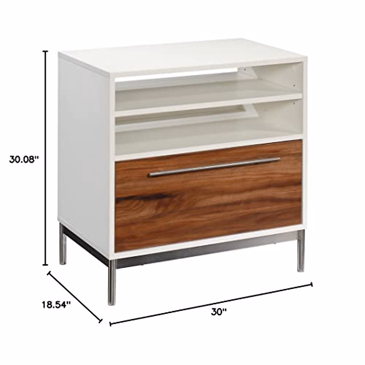 Sauder Vista Key Lateral File Pedestal, L: 30.00" x H: 18.54" x W: 30.08", Pearl White Finish