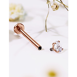 Kridzisw 16G Gold Cheek Piercing Jewelry 316L Stainless Surgical Steel Cheek Dimple Tongue Extra Long Lip Labret Medusa Monroe Rings Stud Barbell Bar Piercing Jewelry for Women Men 4mm 14mm 16mm 19mm