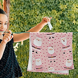 VIGTRO Christmas Pink Santa Hand Towels 2 Pack, Ultra Soft and Highly Absorbent, Cute Kriss Kringle Decorative Fingertip Towel for Home, Bathroom, Kitchen