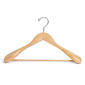 Nature Smile Wooden Suit Coat Hangers 16 inch Wood Jacket Outerwear Shirt Hangers Anti Slip Bar with Screw 6 Pack (Natural)