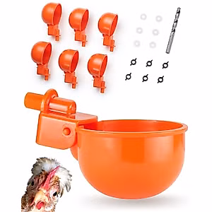 Roosty's® Chicken Waterer Cups x6 - Chicken Water Feeder Kit, Make Large Chicken Waterer 5 Gallon DIY Chicken Supplies, Chicken Water Cups, Duck Quail Waterer - Bebederos Para Gallinas,Poultry Waterer