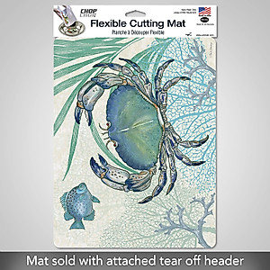 Cut N' Funnel Oceana Designer Flexible Plastic Cutting Board Mat, 15" x 11.5", Made in the USA, Decorative, Flexible, Easy to Clean