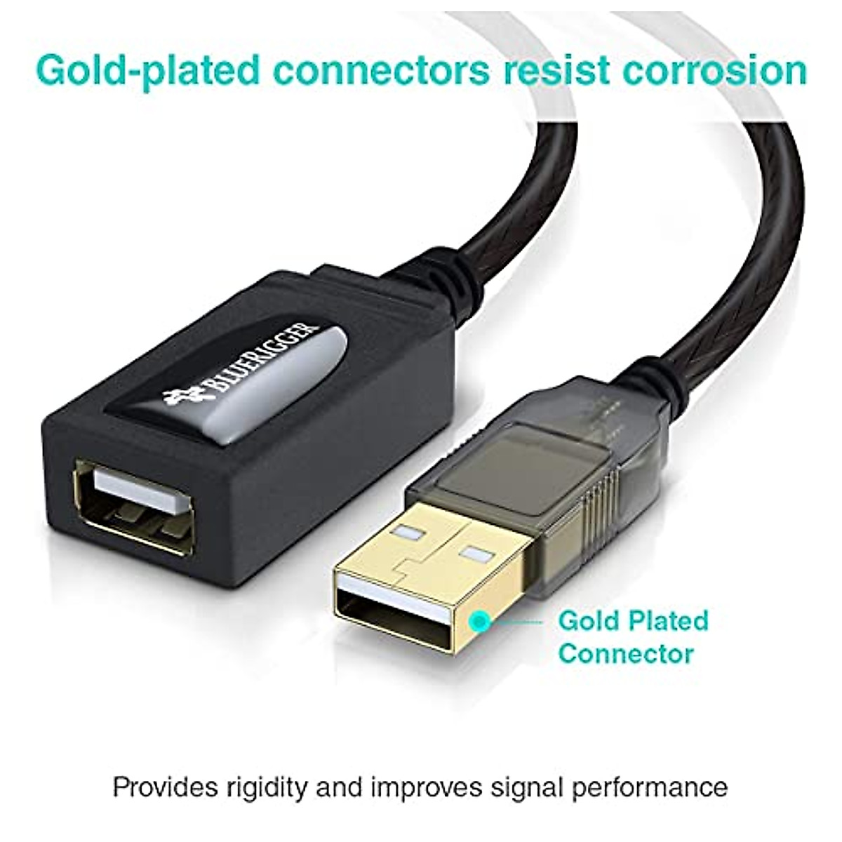 BlueRigger USB 2.0 Type A Male to A Female Active Extension/Repeater Cable - 32 Feet (10M)