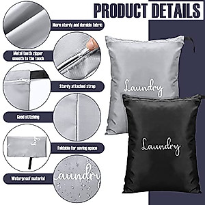 4 Pack Travel Laundry Bag Waterproof Wet Dirty Bag Machine Washable Clothes Organizer Bag Washing Travel Accessories for Packing Storage Hamper Basket, 12 x 14 Inch, 17 x 22 Inch, Gray, Black