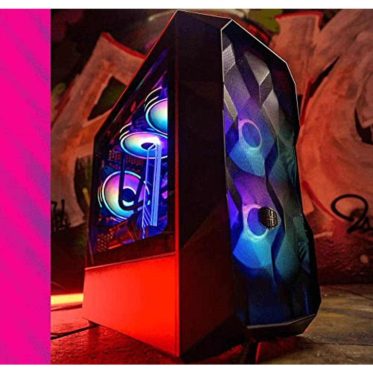 Cooler Master TD300 Mesh White Micro-ATX Tower with Polygonal Mesh Front ana Removable Top Panel, ARGB/PWM Hub Tempered Glass, Dual Sickleflow PWM ARGB Lighting Fans