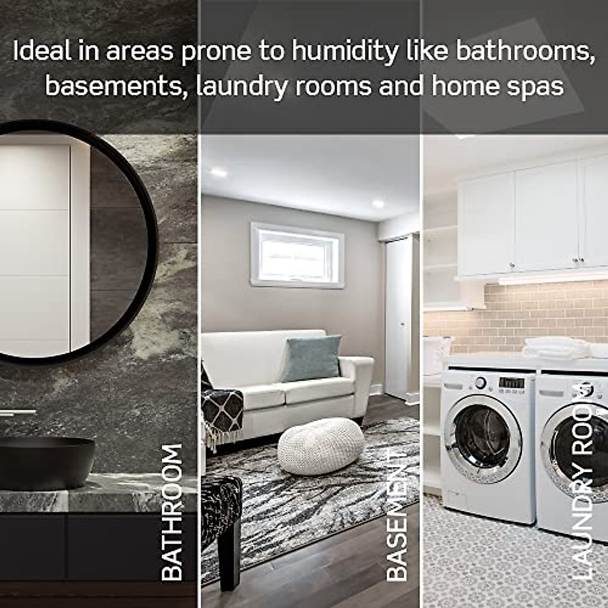 Leviton DHD05-1LW Dual Combination Humidity Sensor with Separate Light Switch, automate bathroom exhaust fan, air circulation, moisture control, ¼ HP, Single Pole/Single Pole, White