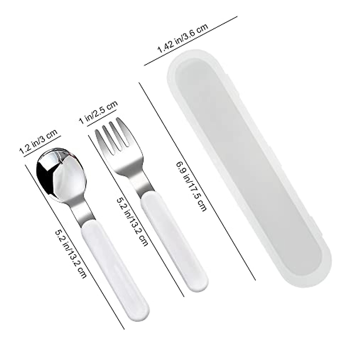 VANRA 2-Piece Children Fork And Spoon Set 18/10 Stainless Steel Child Flatware Set Kids Utensils Set with Case for Lunch Box