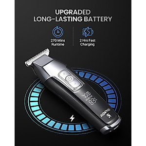 RENPHO Cordless Hair Clippers for Men, Beard Trimmer with LED Display, 4-Speed Hair Trimmer for Men, 0.15mm Professional Barber Clippers, Hair Cutting Kit, 100-240V for Global Travel