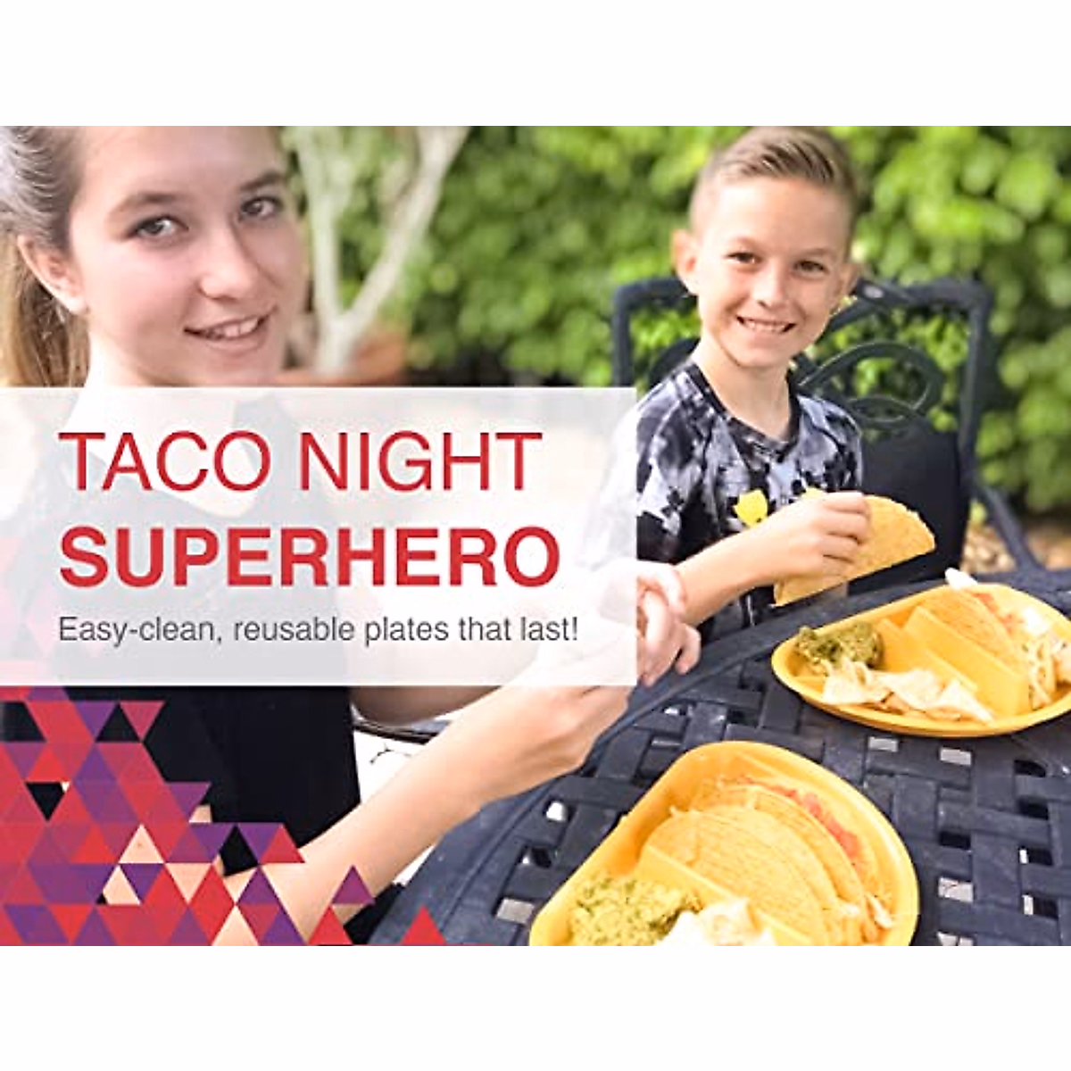 Fiesta Taco Plate by Arrow Home Products, 4 Pack - Each Plate Includes 3 Taco Holders Plus 2 Compartments - BPA Free Plastic, Made in the USA, Dishwasher Safe - Lime Green