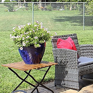 Sunnydaze Large Ceramic Planter - Indoor or Outdoor Plant Pot with Drainage Holes - Imperial Blue Glaze Finish - 13" - Resort