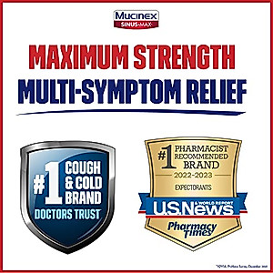 Mucinex Maximum Strength Sinus-Max (Day) Pressure, Pain & Cough & Nightshift (Night) Sinus Caplets, Fast Release, Powerful Multi-Symptom Relief, 20 caplets (12 Day time + 8 Night time)