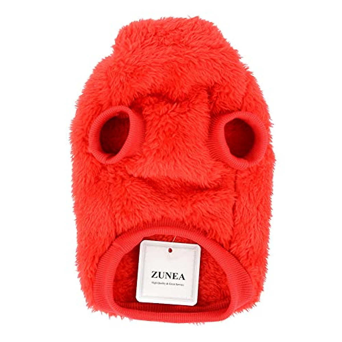 Zunea Fleece Dog Sweater Coat Winter Warm Jacket Coat for Small Dogs Soft Fuzzy Puppy Clothes with D-Ring for Harness Leash Pullover Cold Weather Pet Apparel for Chihuahua Doggy Cats Red XXL