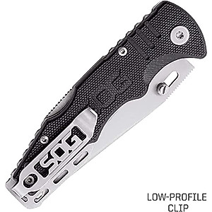 SOG Salute Mini Tactical Knife- EDC Folding Pocket Knife with 3.1 Inch Blade, Adjustable Thumb Stud and Low Carry Bayonet Clip, Bead Blasted (FF1001-CP)