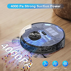 Tikom Robot Vacuum and Mop Combo with LiDAR Navigation, L9000 Robotic Vacuum Cleaner with 4000Pa Suction,150Min Max, 14 No-Go Zones, Smart Mapping, Good for Pet Hair, Carpet, Hard Floor(Dark Black)