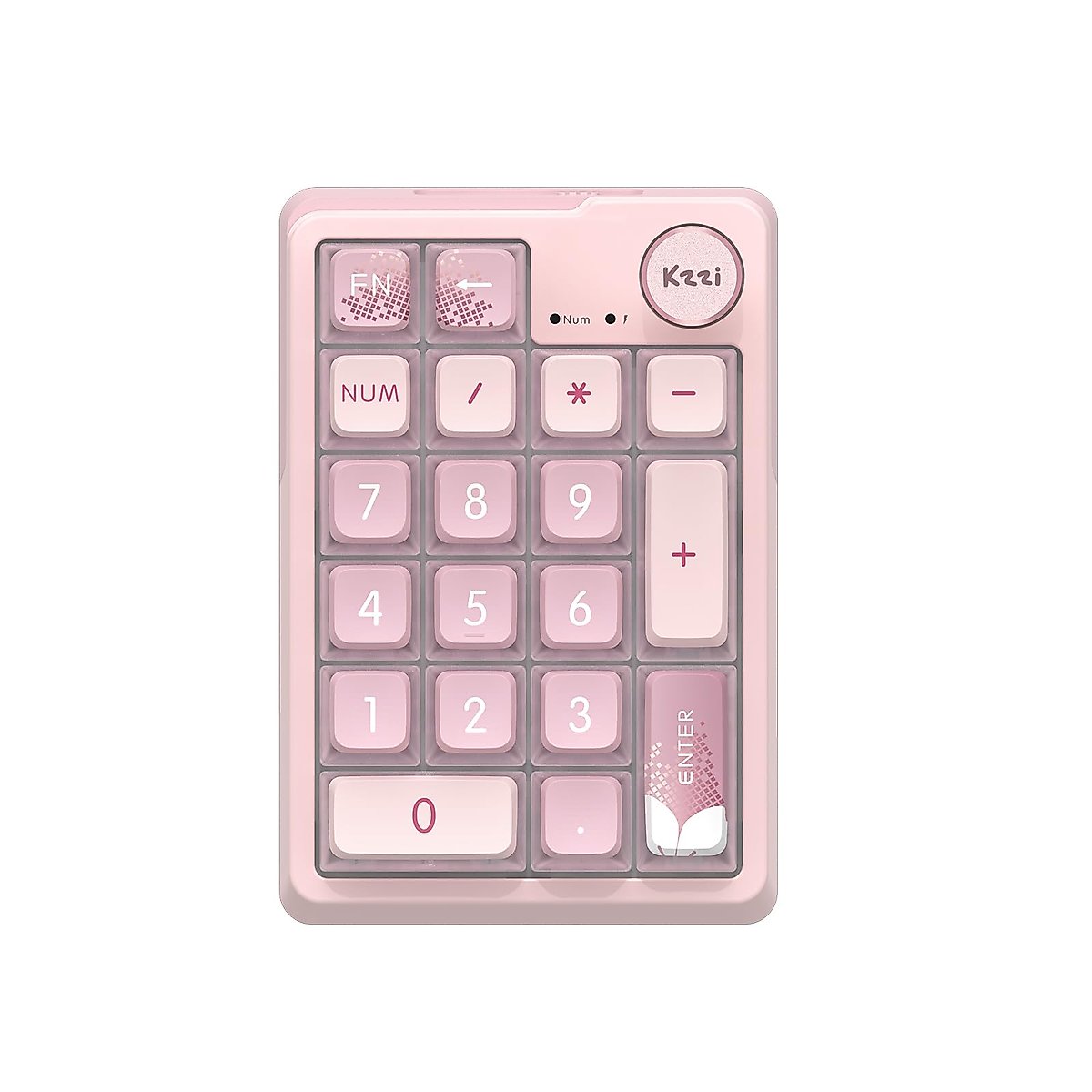 KZZI Mechanical Number Pad,Bluetooth5.0/2.4G/Type-C Wireless Numeric Keypad,RGB HotSwap Numpad with PBT Keycaps Rechargeable Gasket Number keypad for PC Laptop Desktop (Sakura Pink)