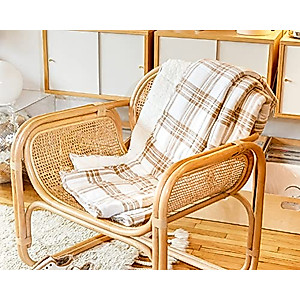 Gravity Blanket Sherpa Weighted Blanket, 10 lbs Taupe Plaid 48" x 66", The Original Weighted Blanket for Sleep, Brushed Flannel Sherpa Blanket, Cotton Made Breathable Throw Blanket