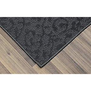 Garland Rug Ivy Vine Area Rug Runner, 3 ft x 12 ft, Cinder Gray