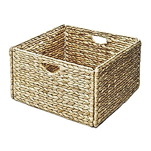 Seville Classics Premium Handwoven Portable Laundry Bin Basket with Carrying Handles, Household Storage for Clothes, Linens, Sheets, Toys, Water Hyacinth, Rectangular (2-Pack)